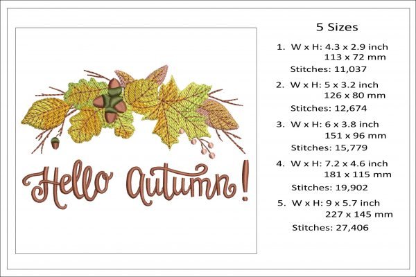 Hello Autumn Embroidery Design – Embroidery Escape