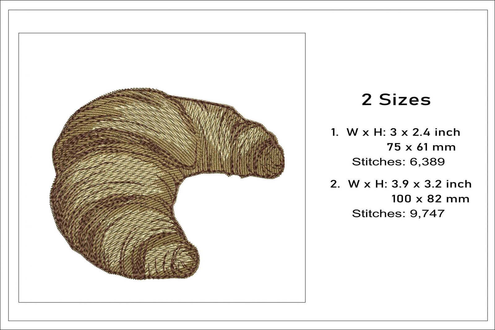 Croissant Embroidery Design – Embroidery Escape