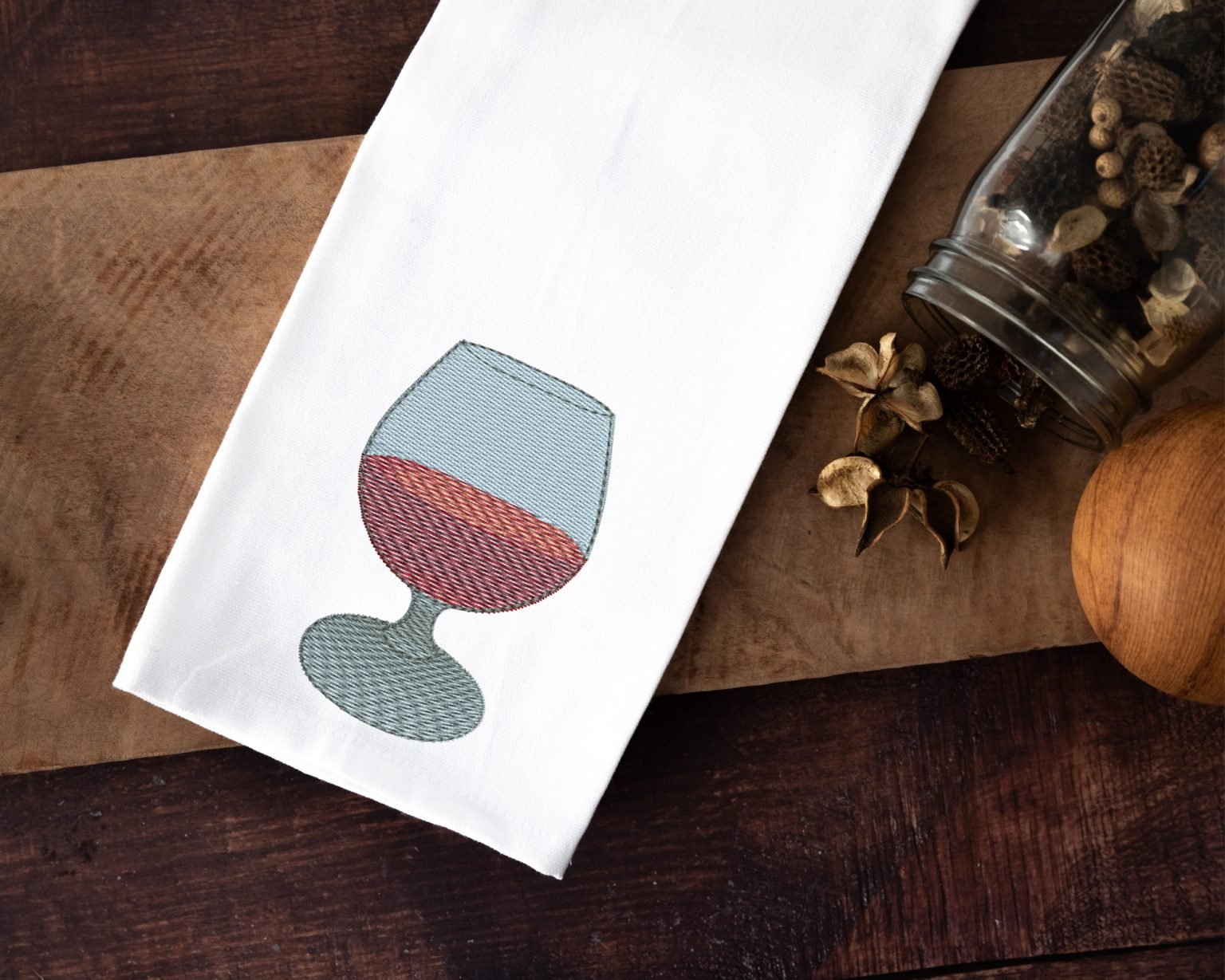 Glass Of Wine Embroidery Design
