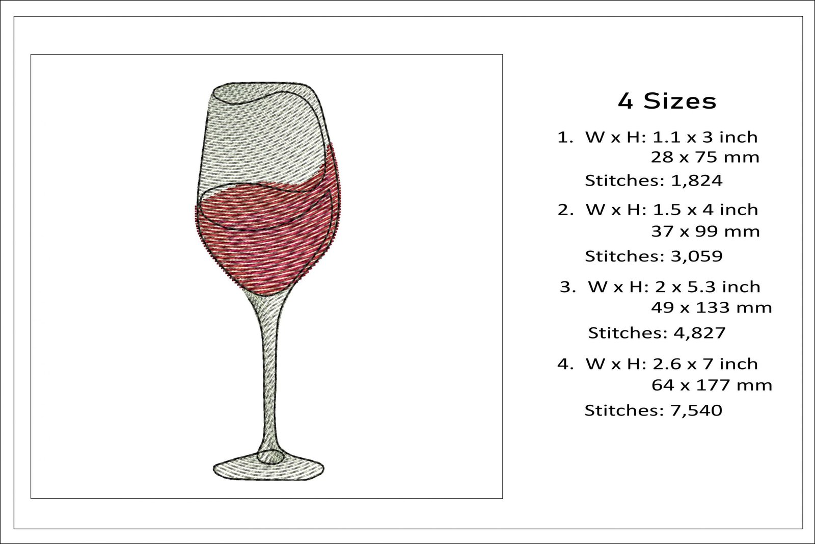 Glass Of Wine Embroidery Design – Embroidery Escape