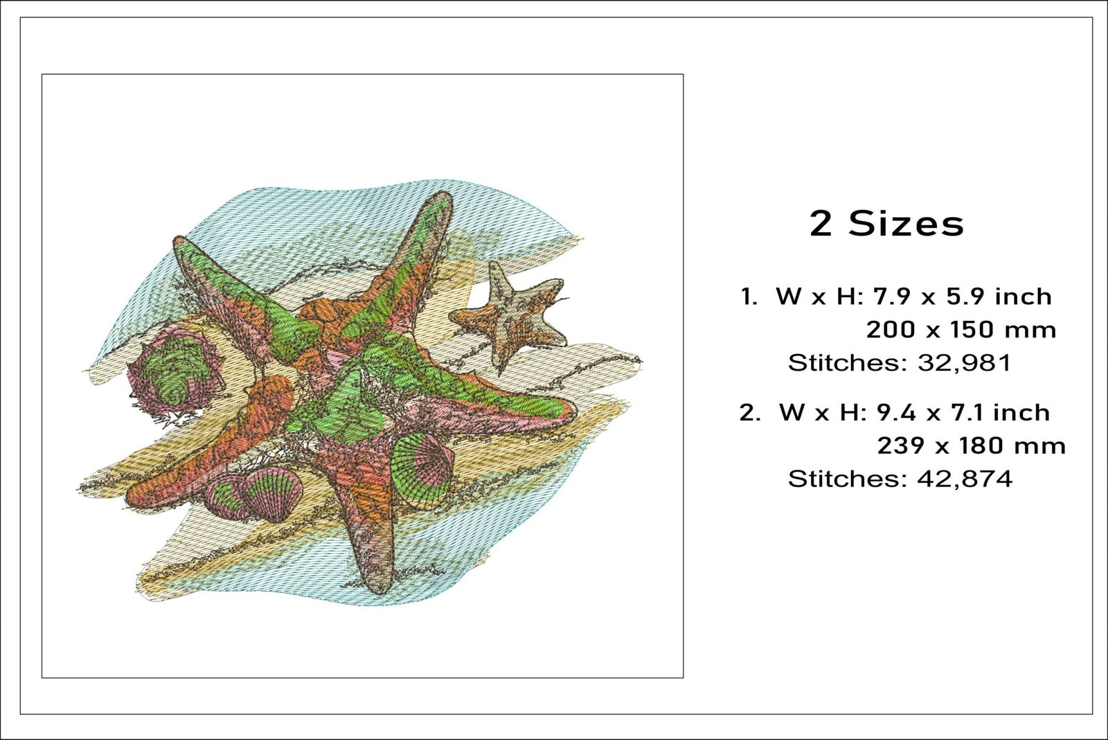 Starfish In The Sand Embroidery Design – Embroidery Escape