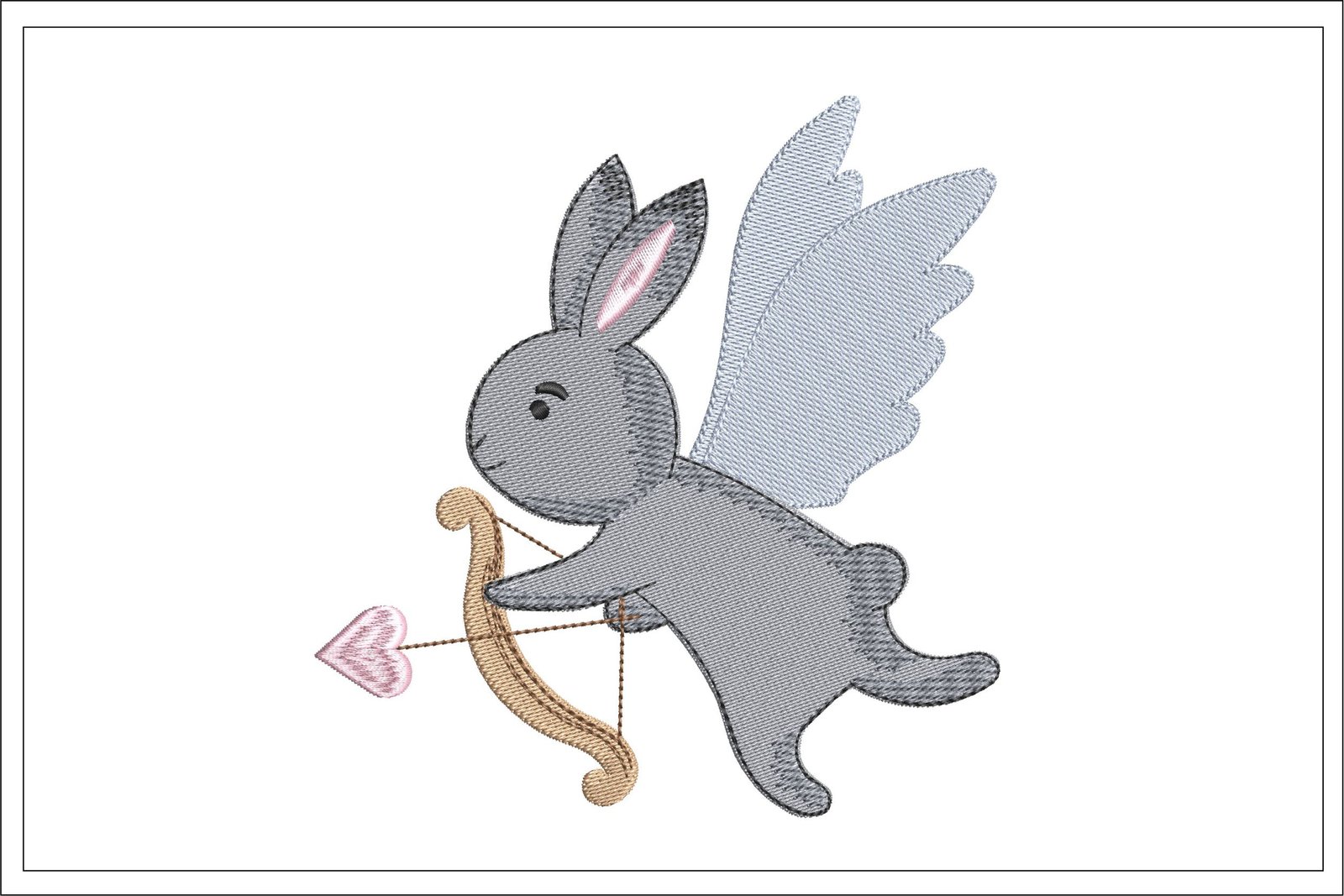 Love Embroidery Design | Cupid Bunny