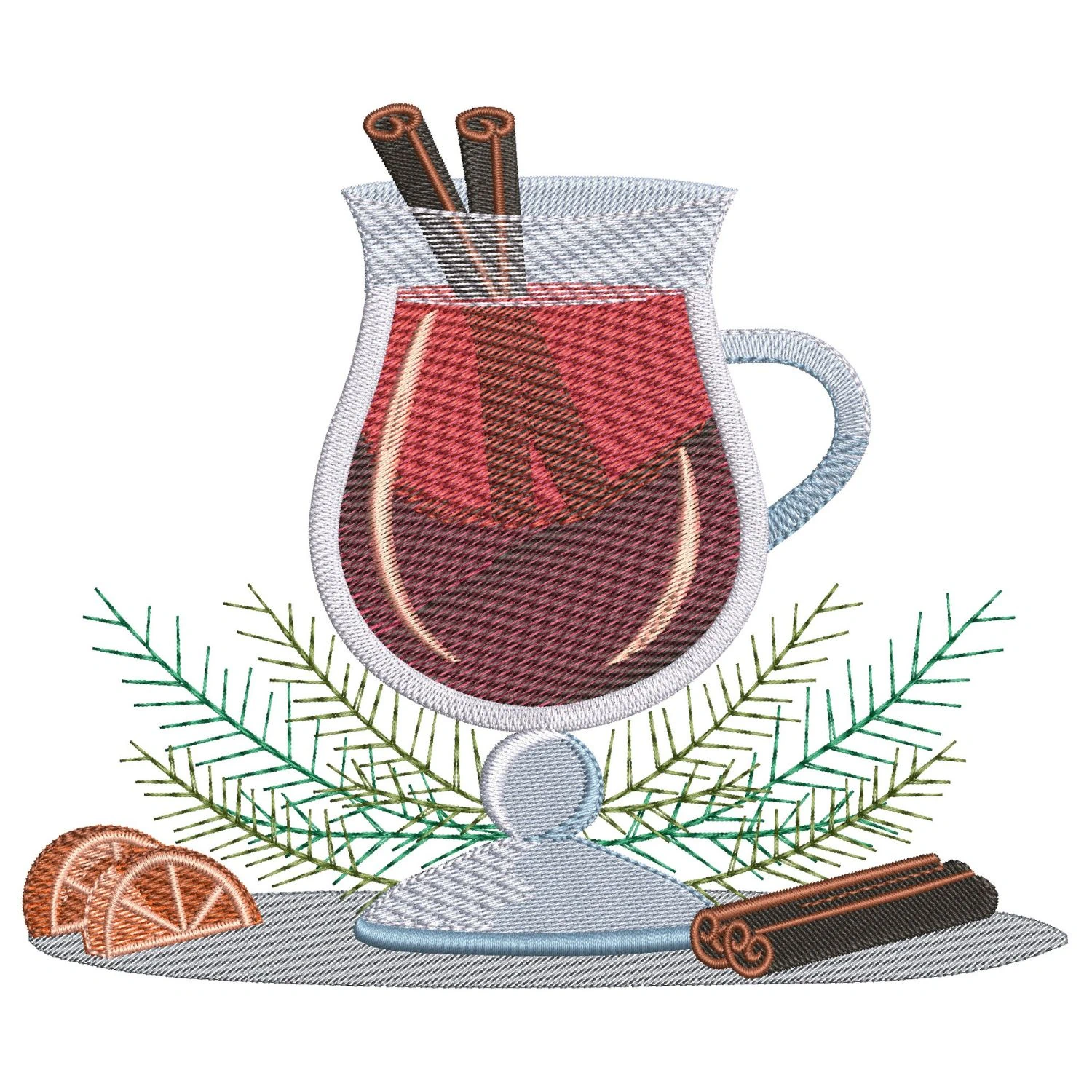 Glass Of Wine Embroidery Design 3 – Drink Embroidery Pattern