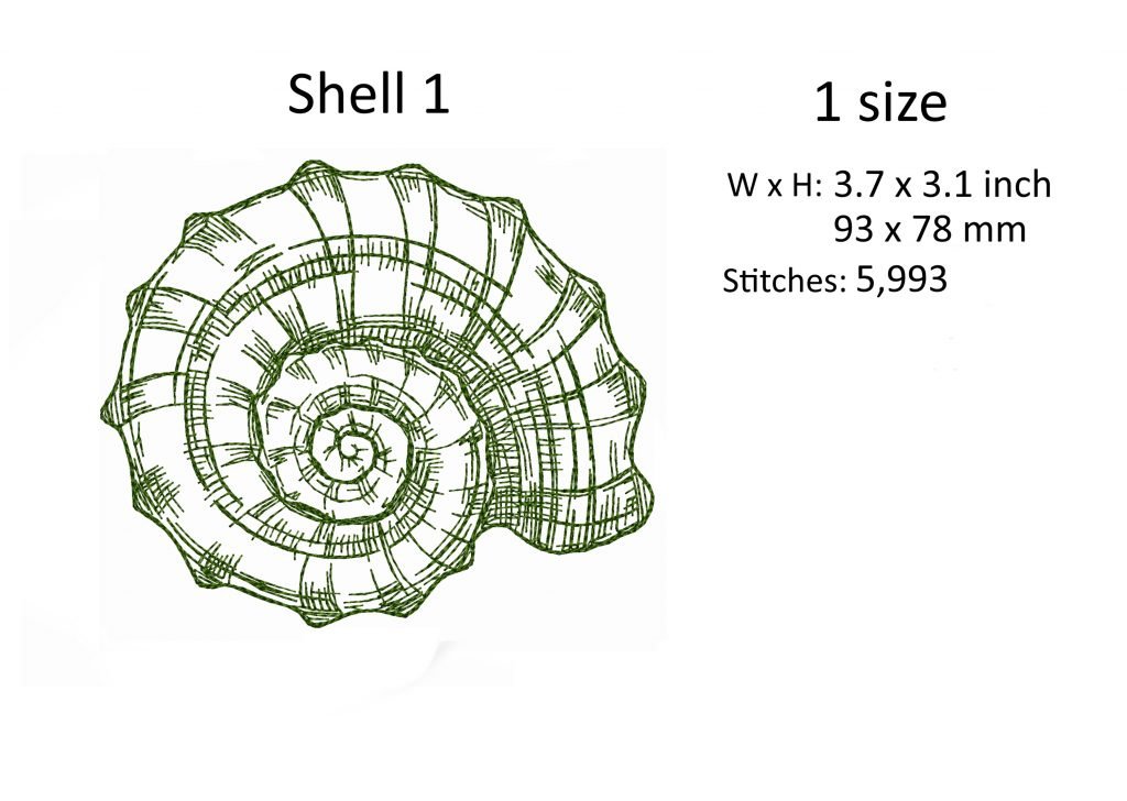 Shell Sketch Embroidery Design Bundle