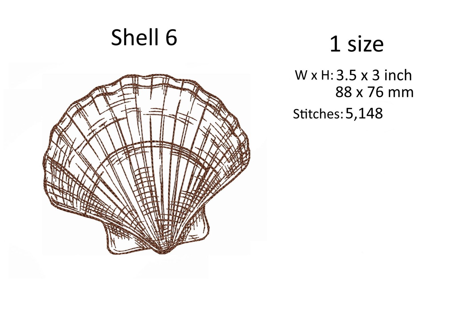 Shell Sketch Embroidery Design Bundle