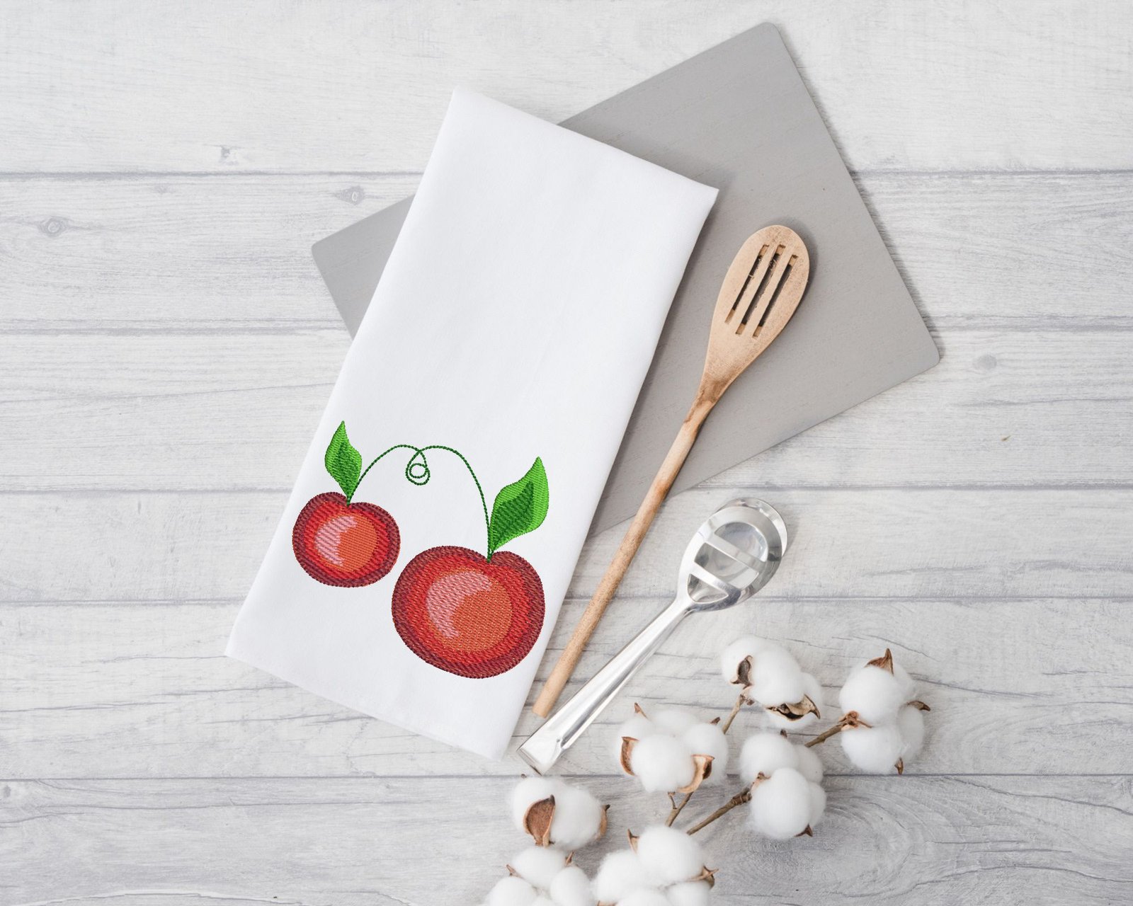 Nature Embroidery Design | Two Cherries