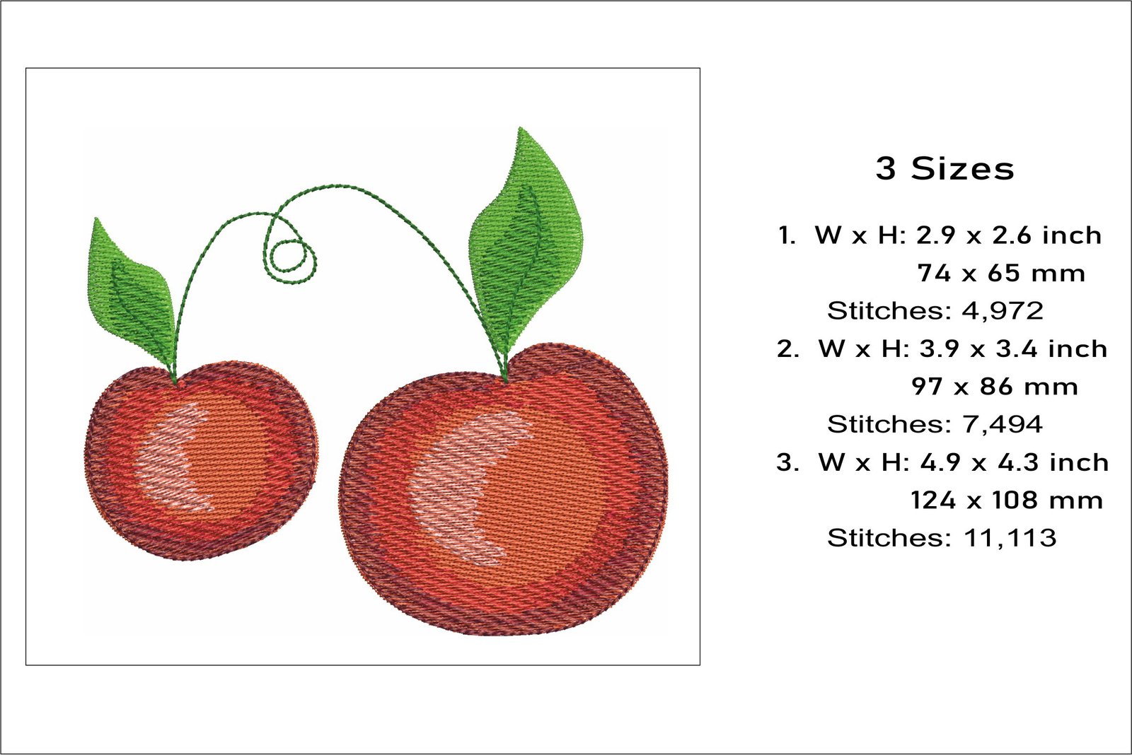 Cherries Embroidery Design – Embroidery Escape