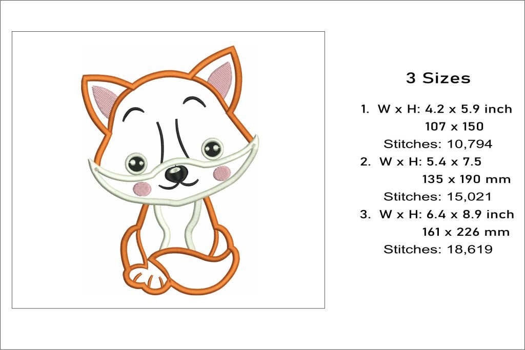 Fox Applique Embroidery Design