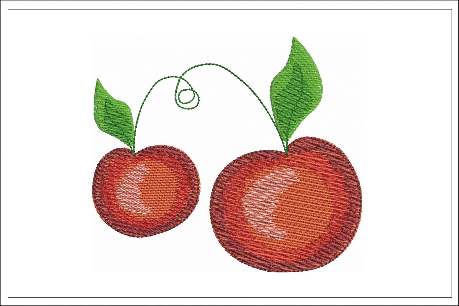 Nature Embroidery Design | Two Cherries