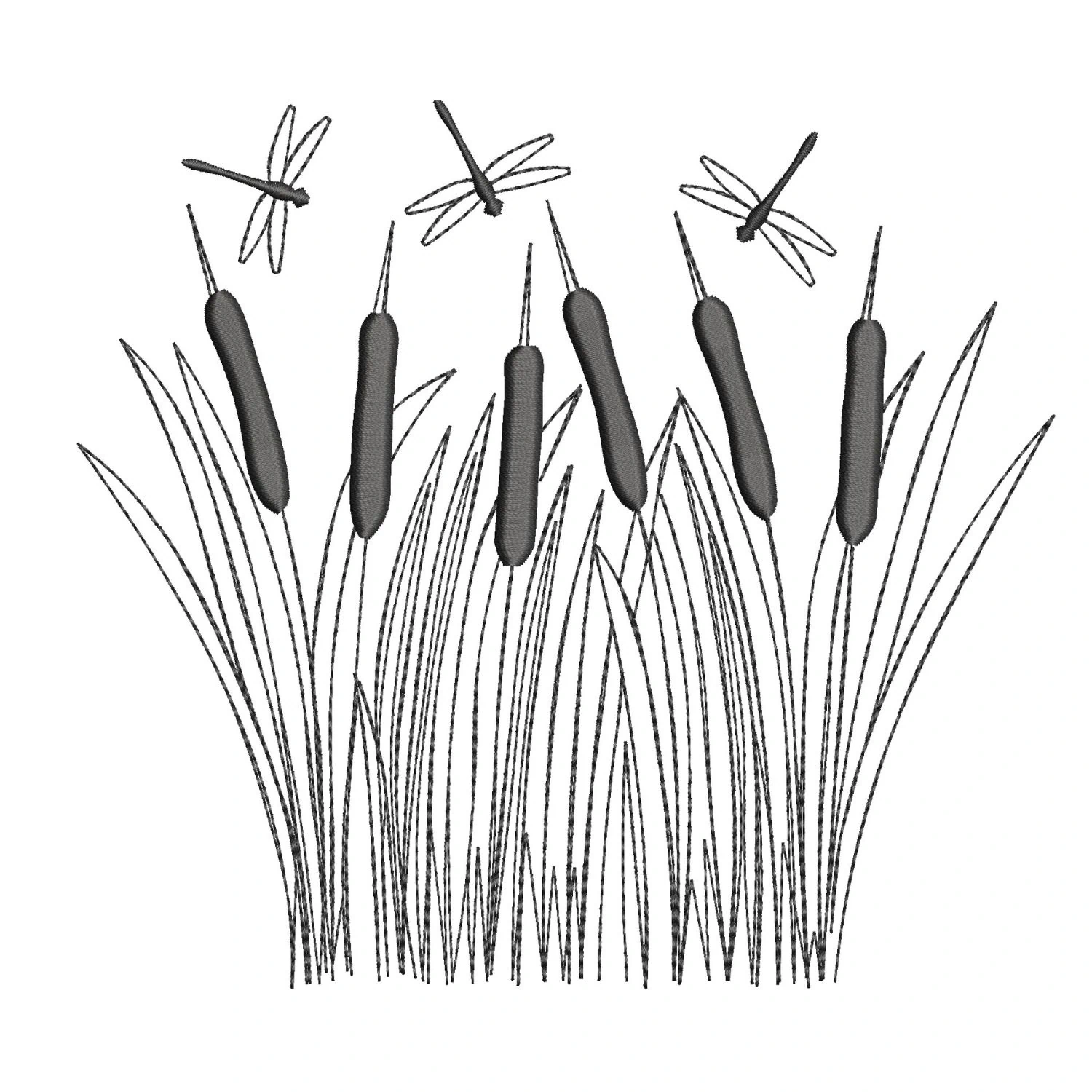 Cattail Embroidery Design – Sketch Embroidery Pattern