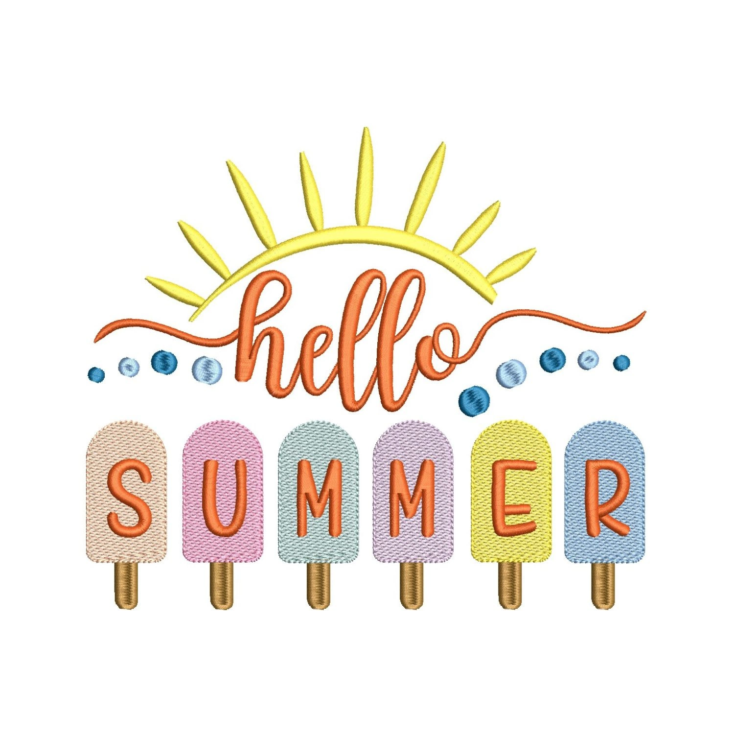 Hello Summer Embroidery Design – Colorful Ice Creams