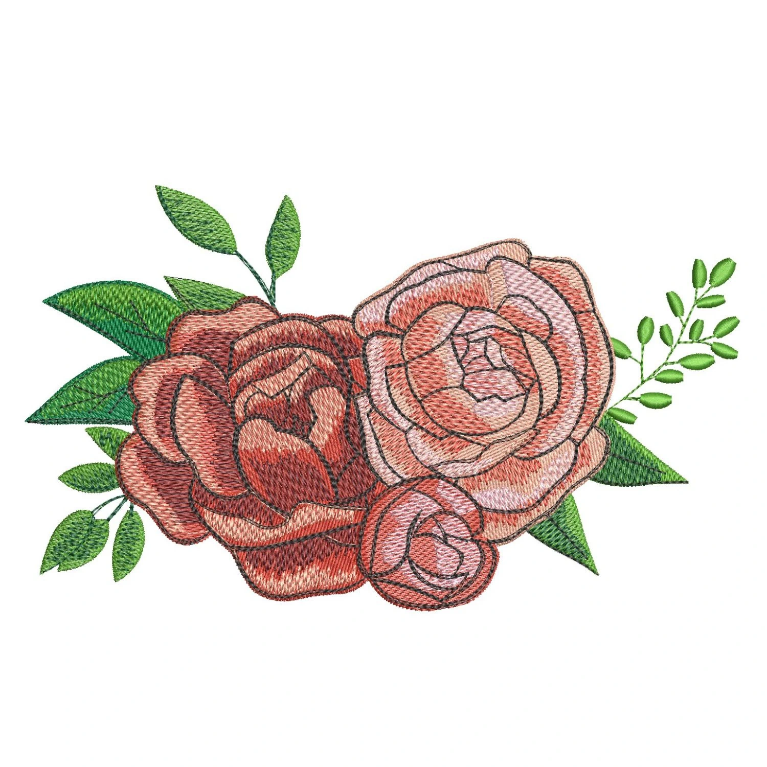 Peonies Embroidery Design 2 – Machine Embroidery