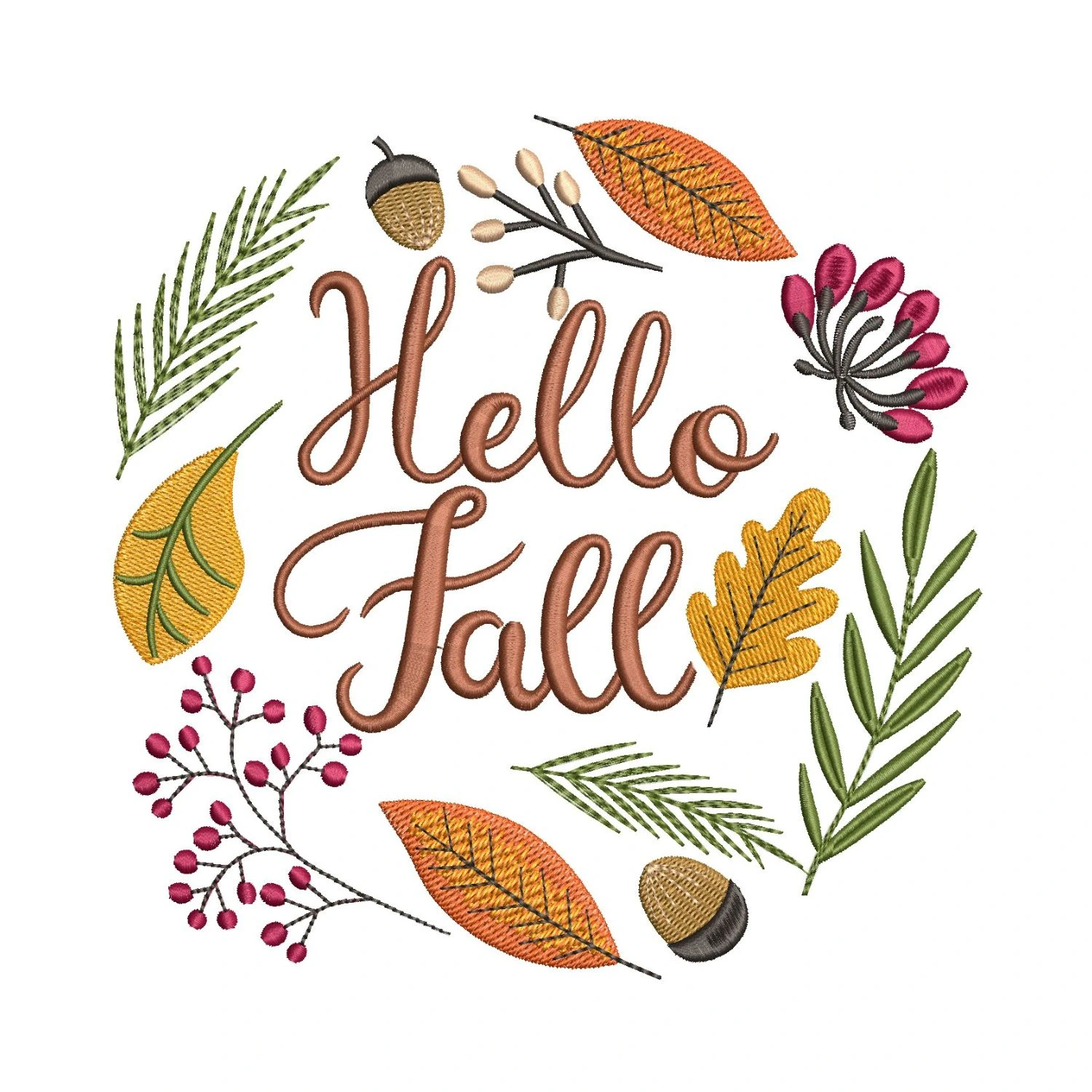 Hello Fall Embroidery Design – Machine Embroidery Pattern