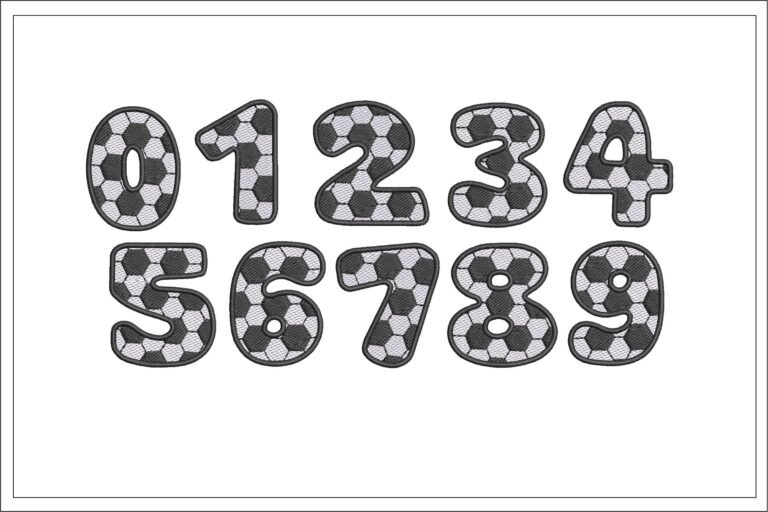 Soccer Numbers Embroidery Design, Football Enthusiast