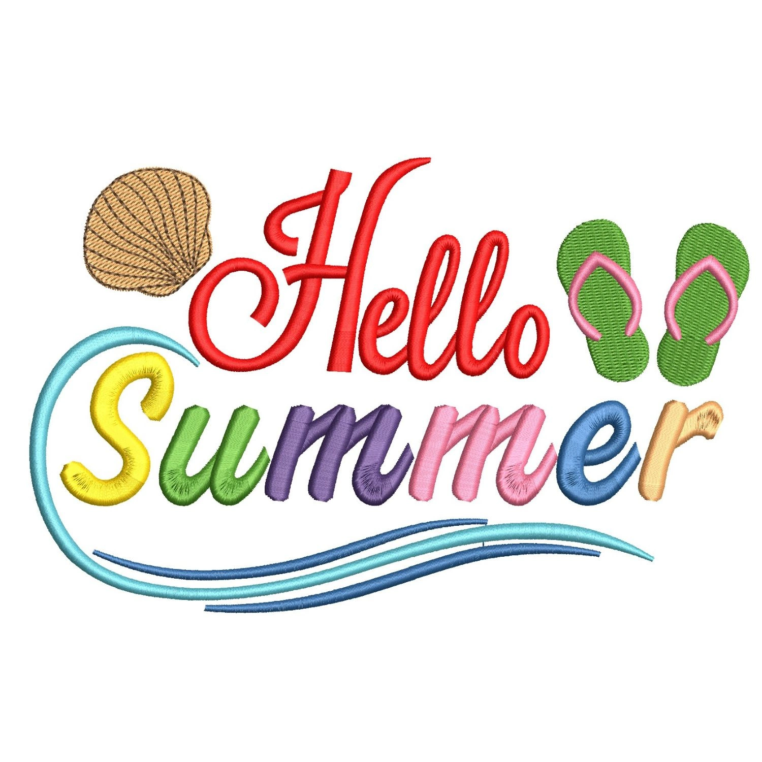 Hello Summer Embroidery Design – Digital File
