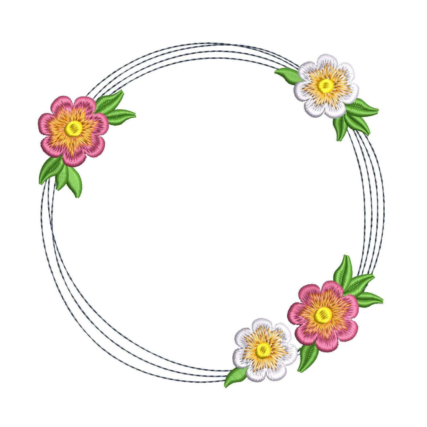 Floral Wreath Embroidery Design 3 – Machine Embroidery