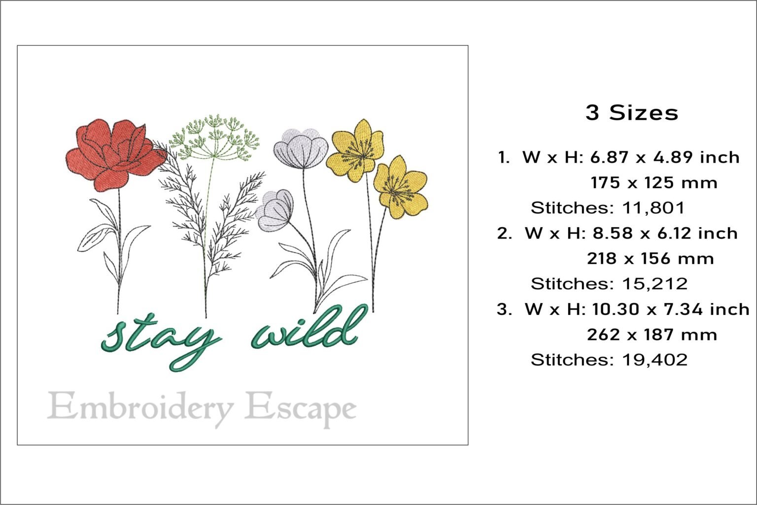 Wildflowers Embroidery Design | Stay Wild