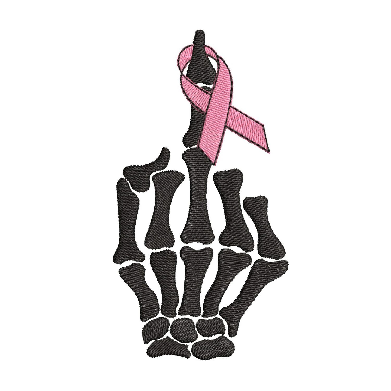 Pink Ribbon Embroidery Design – Middle Finger Embroidery