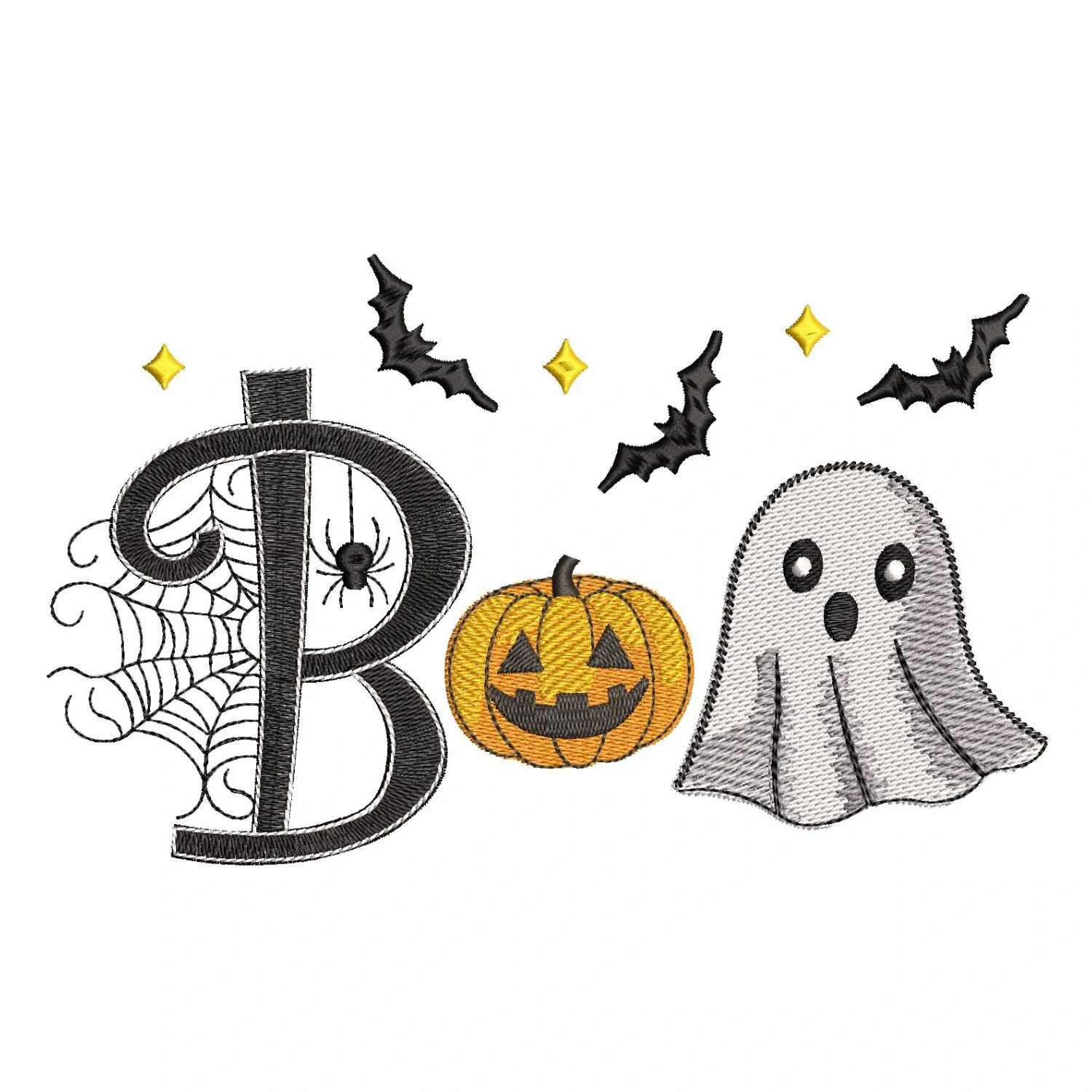 Boo Embroidery Design – Ghost and Pumpkin Design