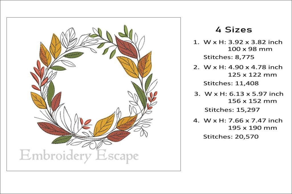Autumn Embroidery Design – Whimsical Wreath Embroidery