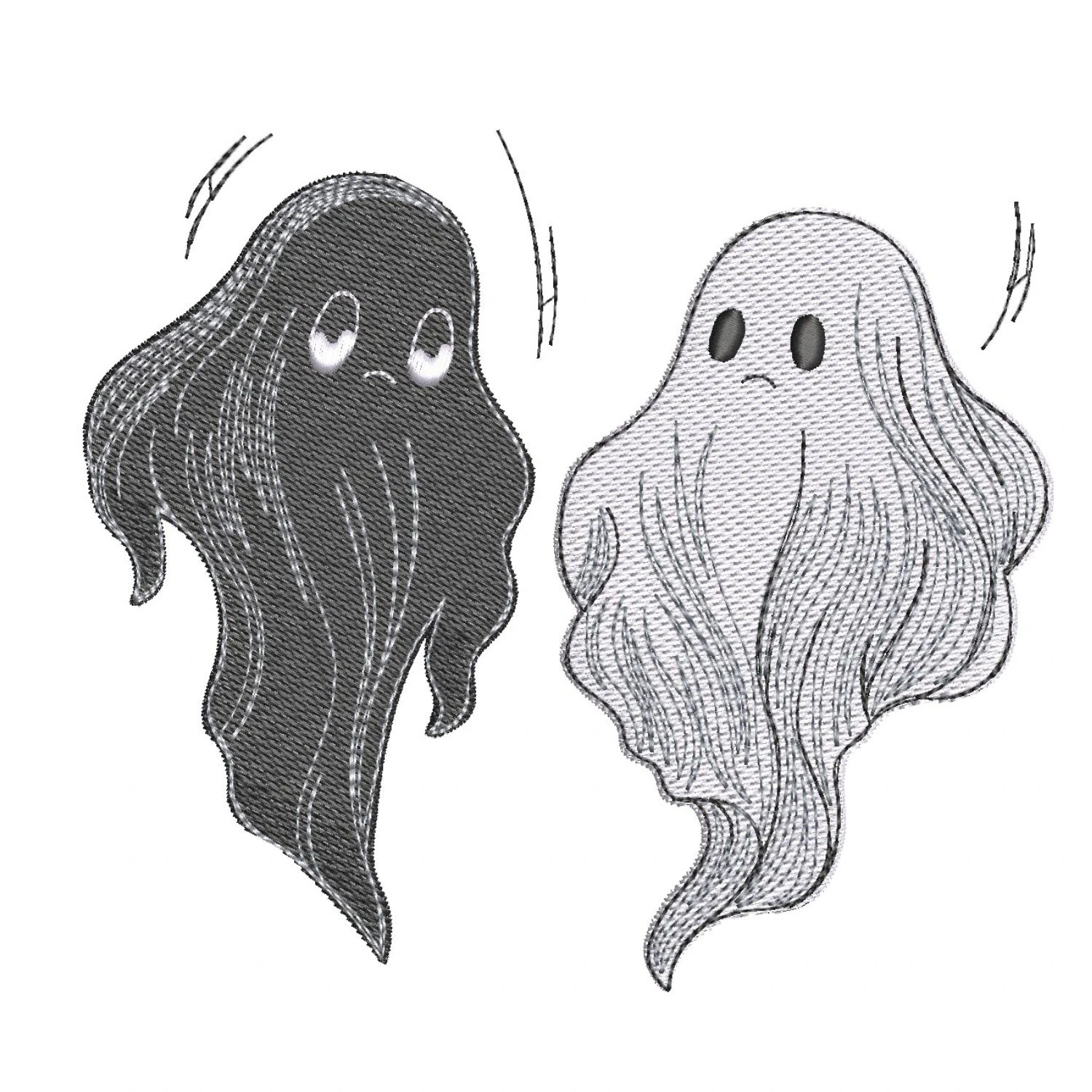 Ghost Embroidery Design – Black and White Ghost 5