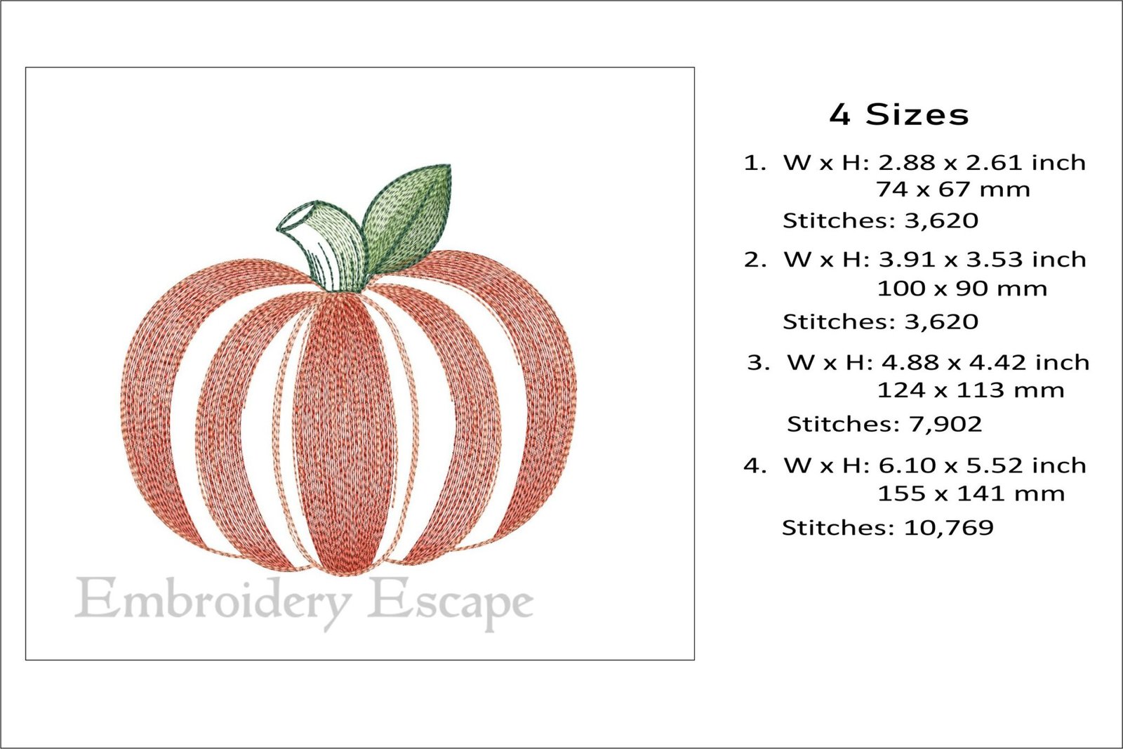Pumpkin Embroidery Design – Autumn Embroidery Pattern