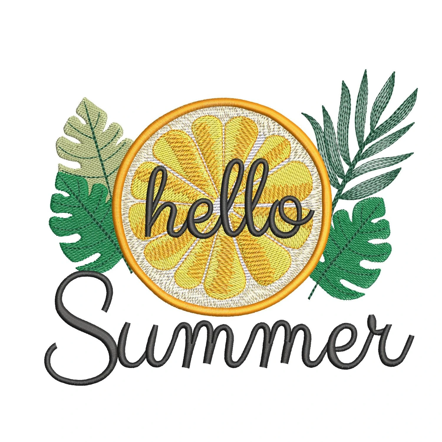 Hello Summer Embroidery Design – Tropical Embroidery Pattern
