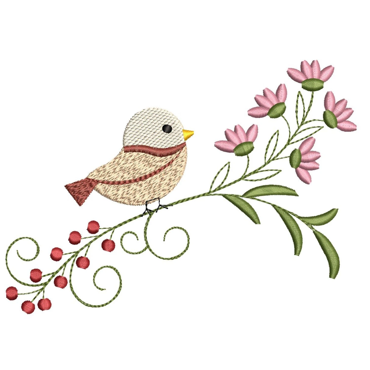 Little Bird Embroidery Design – Nature Embroidery Pattern