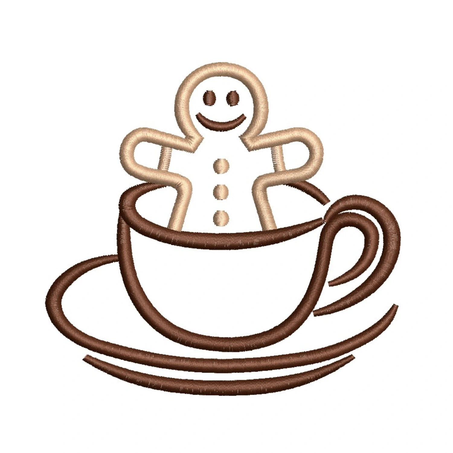 Gingerbread Cookie Embroidery Design – Coffee Cup Pattern